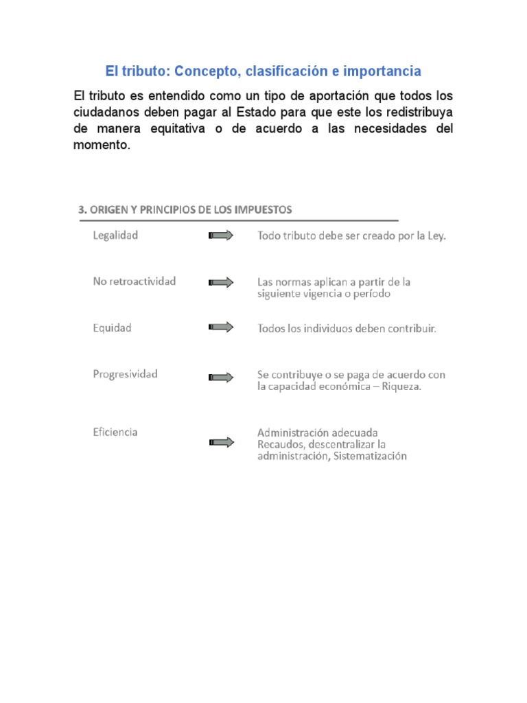 El Tributo - Concepto, Clasificación e Importancia | PDF