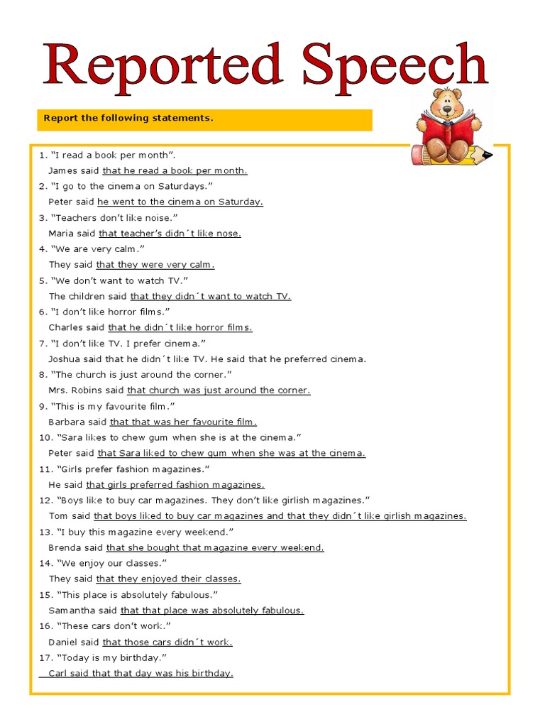 Reported Speech 4-Statements | PDF