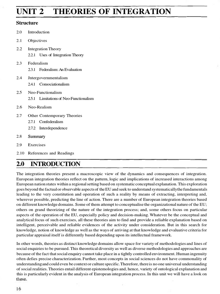 Unit 2 Theories of Integration: Structure | PDF | Theory | European Union