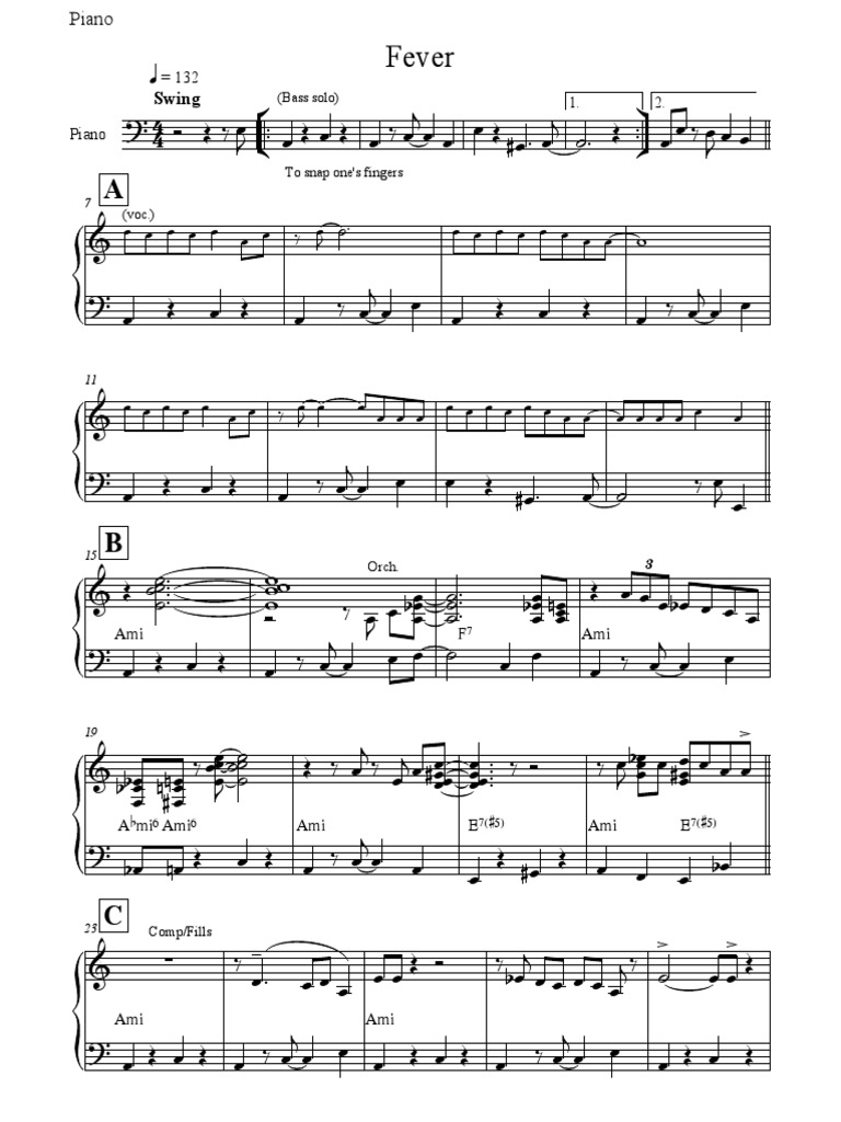 An Analysis of the Musical Notation and Structure of 'Fever', a Piano ...