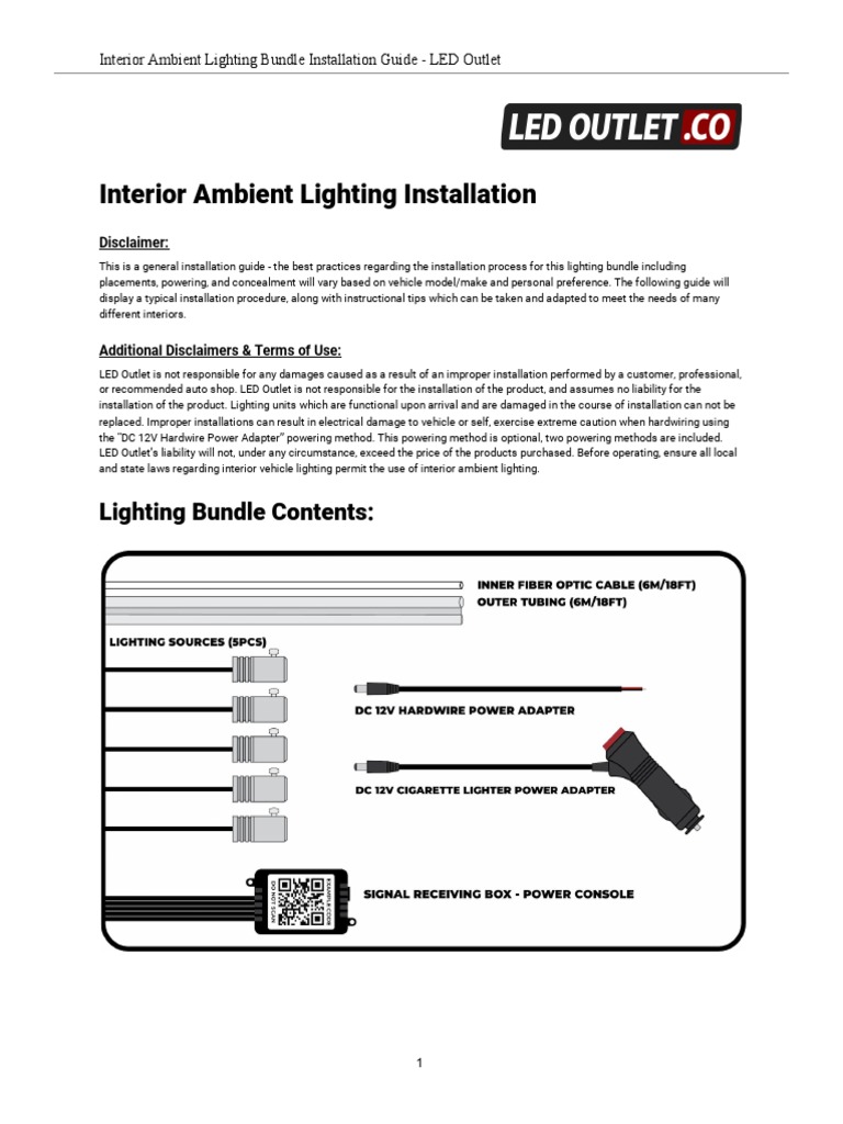 Car Ambient Lighting Installation Guide | PDF | Electrical Connector ...