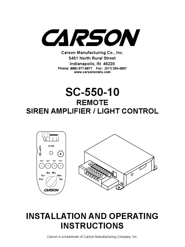 SC-550 Siren Amplifier Installation Guide | PDF | Amplifier | Switch