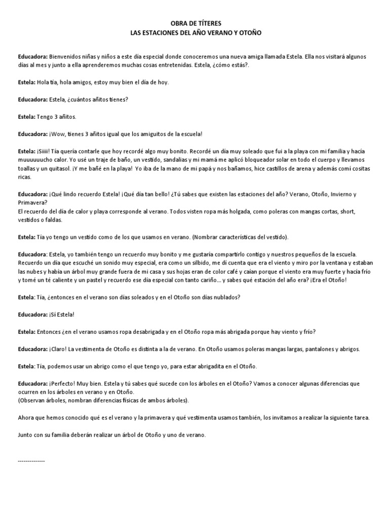OBRA DE TEATRO Las Estaciones Del Año | PDF