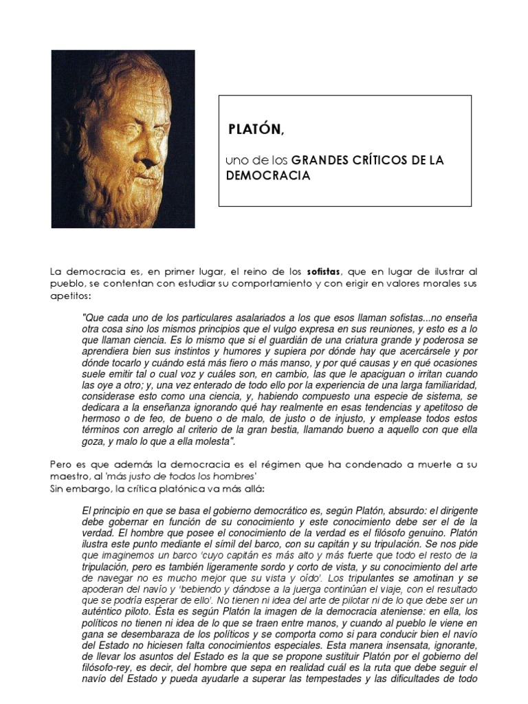 PLATÓN, crítica de la democracia | Democracia | Platón