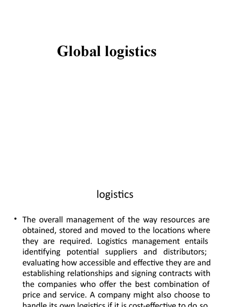 Unit-5 (Global Logisitcs) L&SCM | PDF | Logistics | Supply Chain