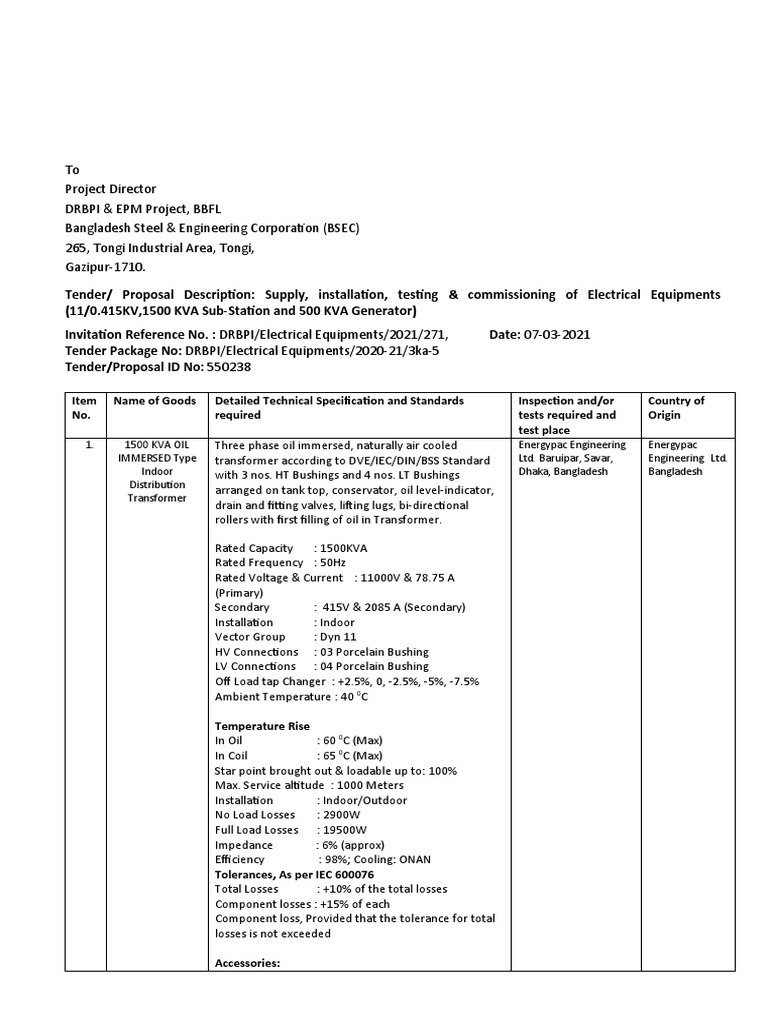 Test & Instpection Declaration-1 | PDF | Transformer | Relay
