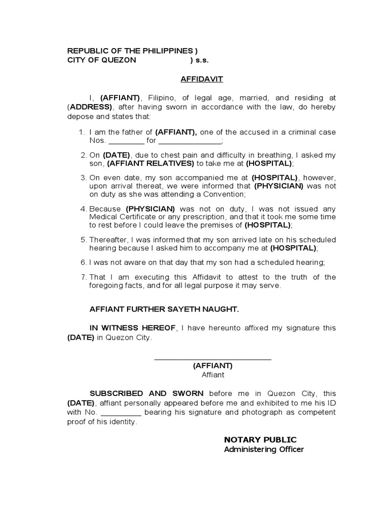 Affidavit of Circumstances For Absence | PDF