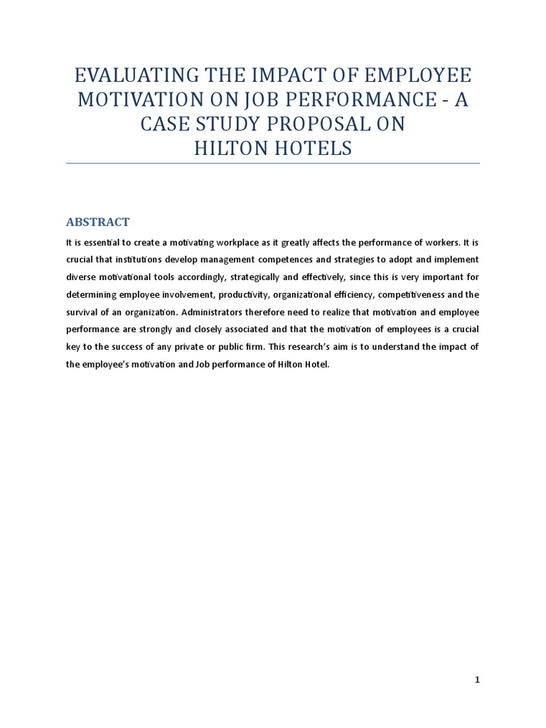Research Proposal - Hilton | PDF | Motivational | Motivation