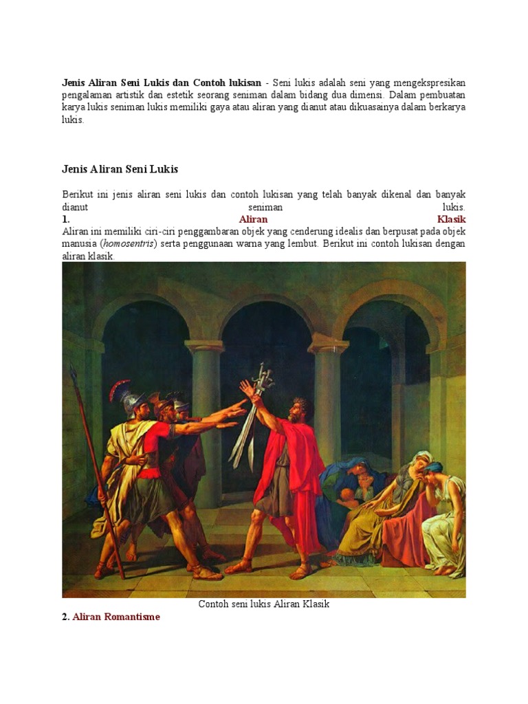 Jenis Aliran Seni Lukis Dan Contoh Lukisan | PDF