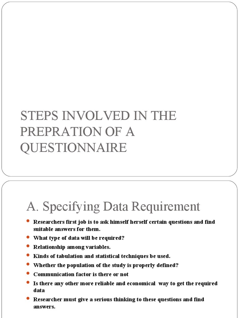 Steps to Prepare an Effective Questionnaire | PDF | Question ...