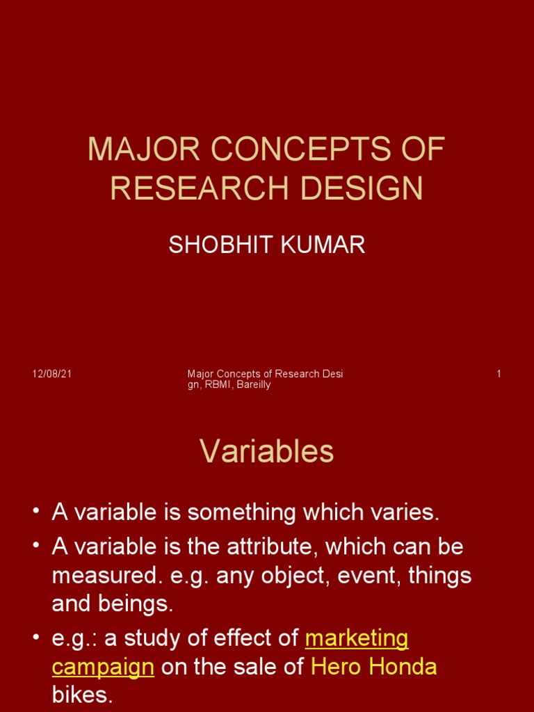 Major Concepts of Research Design | PDF | Variance | Dependent And ...