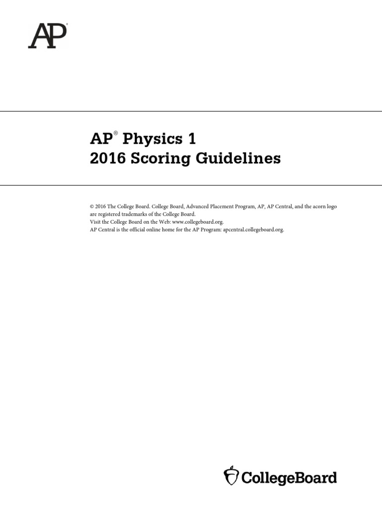 AP Physics 1 2016 Scoring Guidelines | PDF | Force | Potential Energy