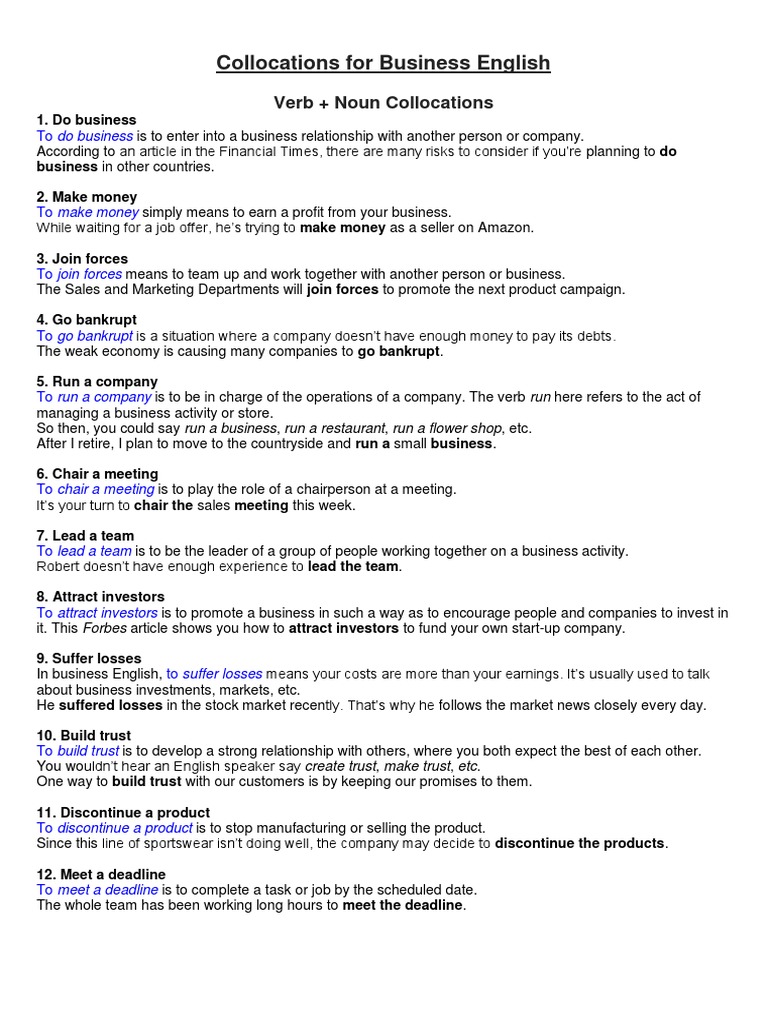 Collocations in Business | PDF | Brand | Product (Business)