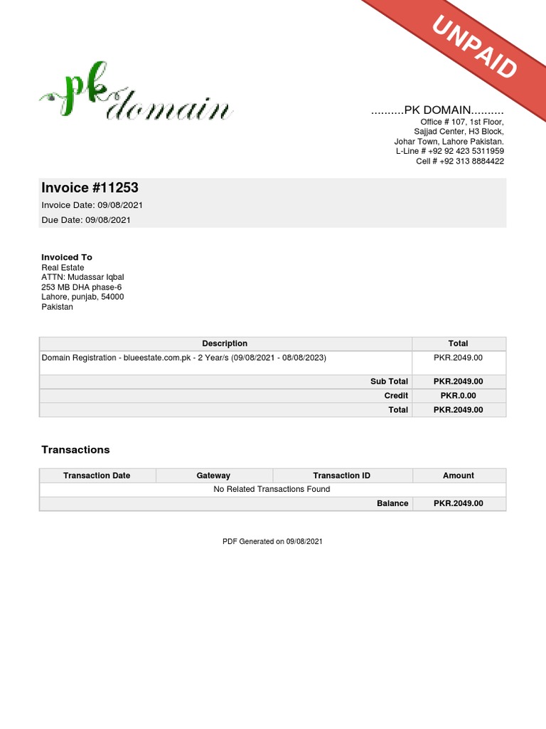 Invoice #11253: .......... PK DOMAIN......... | Descargar gratis PDF ...
