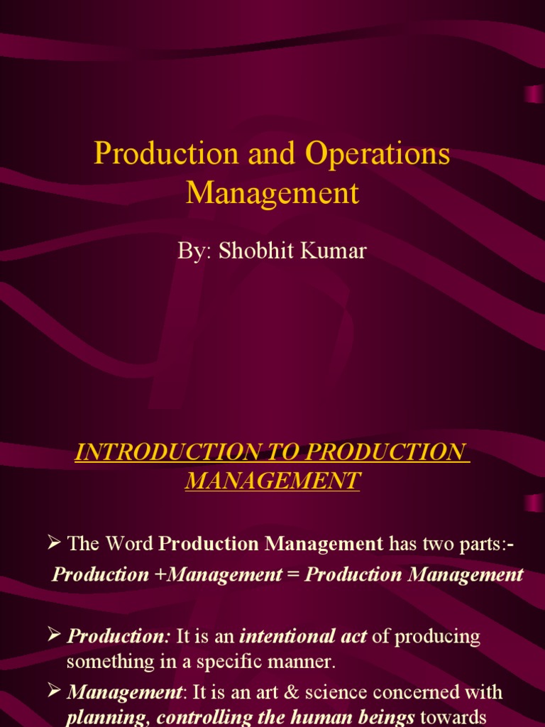 Introduction To Production and Operations Management | PDF | Operations ...