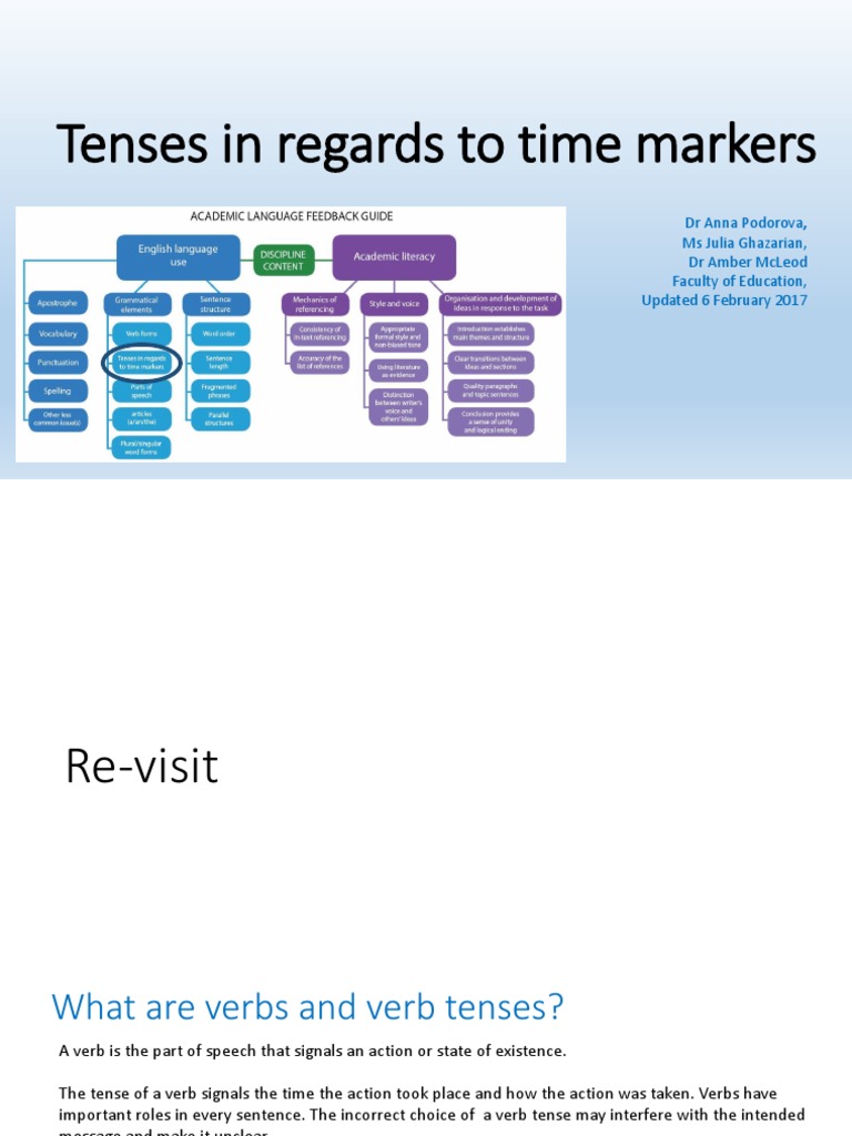 Tenses in Regards To Time Markers | PDF | Grammatical Tense | Perfect ...