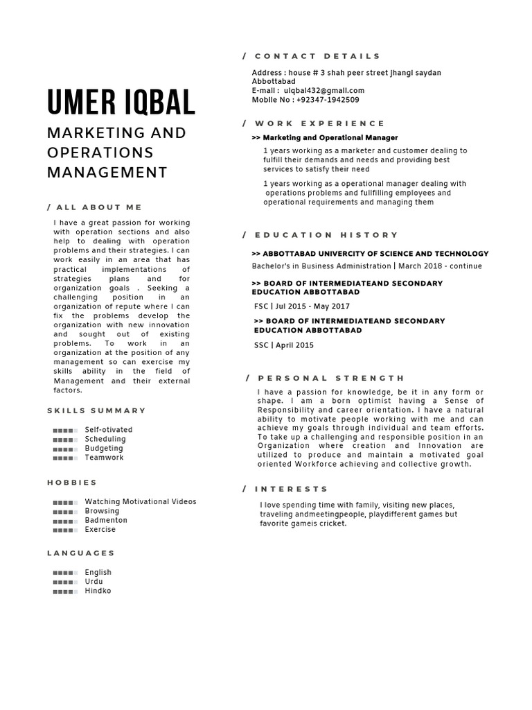 Umer Iqbal: Marketing and Operations Management | PDF | Marketing | Communication