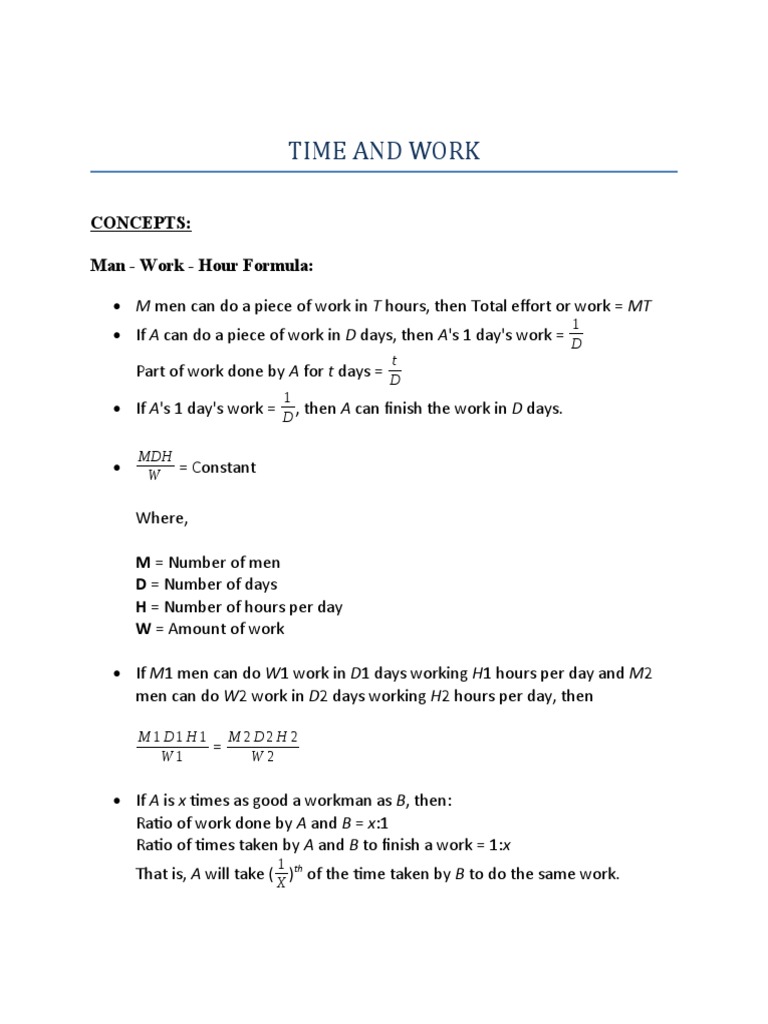 Time and Work Book Handout 2 | PDF | Mathematics