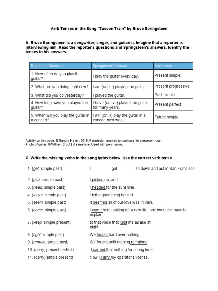Verb Tenses Review | PDF | Verb | Linguistics