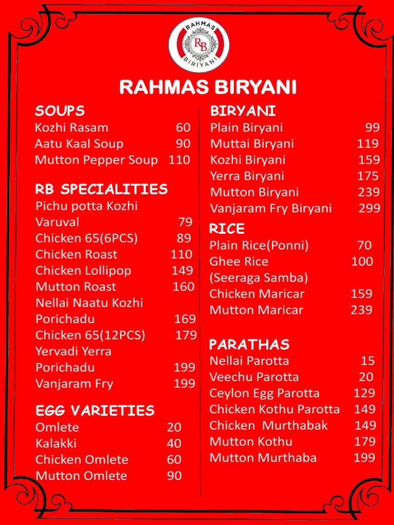 Rahmas Menu New | PDF