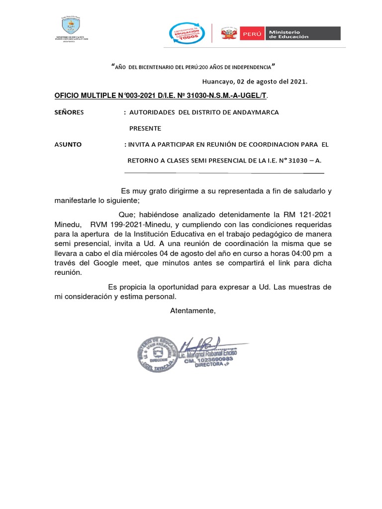 Oficio Multiple #003 Autoridades Andaymarca | PDF