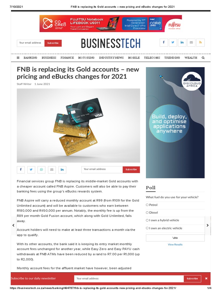 FNB Is Replacing Its Gold Accounts - New Pricing and Ebucks Changes For ...