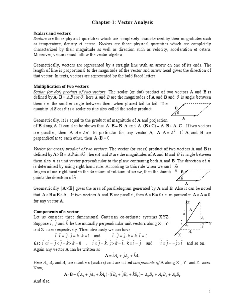 Chapter-1: Vector Analysis: A B B A Abcabac | PDF | Euclidean Vector ...