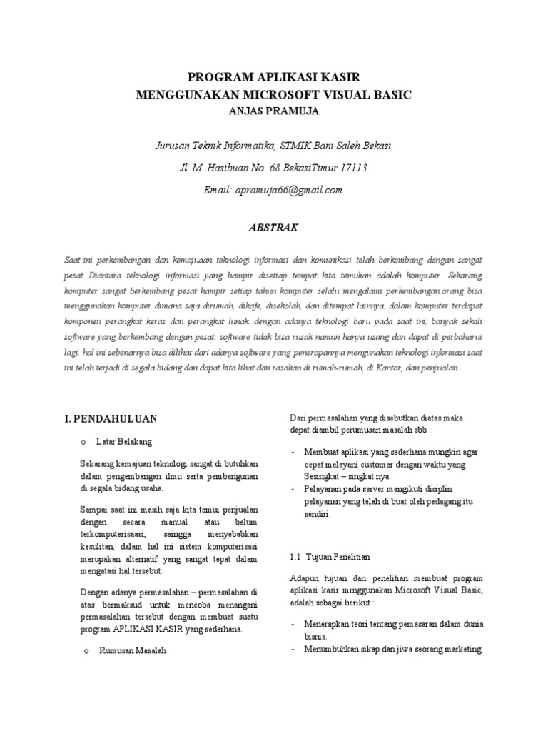 Makalah Aplikasi Kasir | PDF