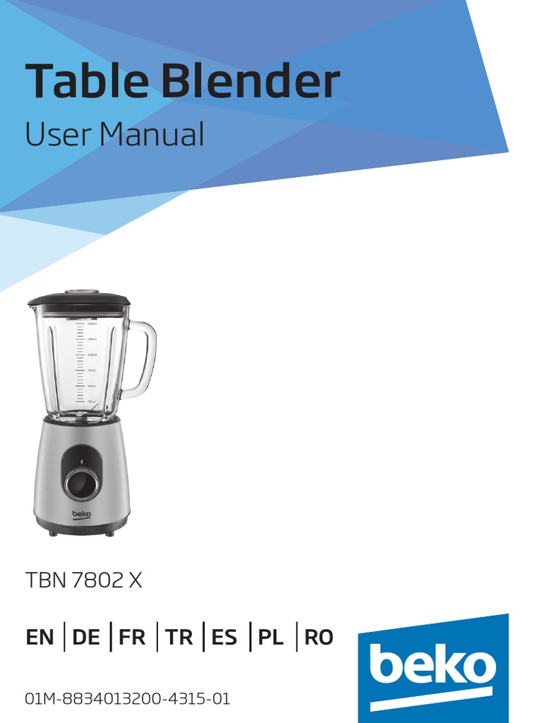 Table Blender: User Manual | PDF | Home Appliance | Blender
