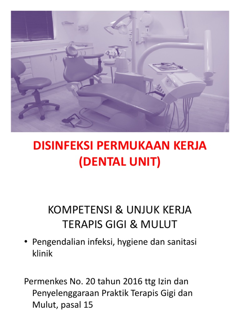 Disinfeksi Permukaan Kerja (Dental Unit) 1 T-2 | PDF | Teknologi & Rekayasa