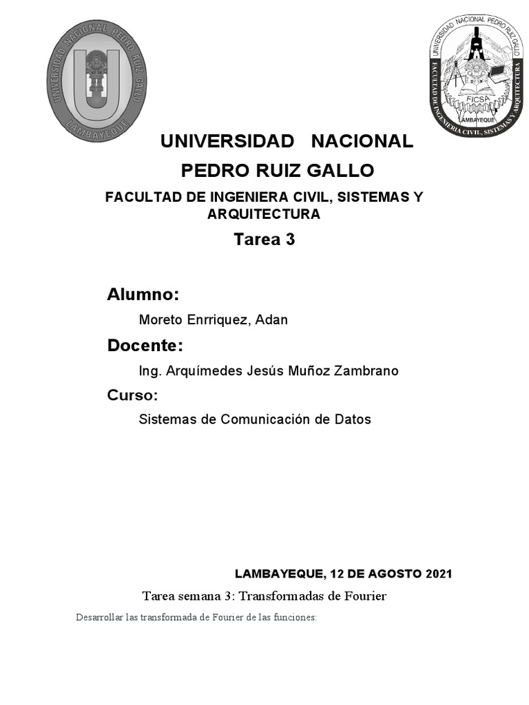 Tarea 3 - Transformadas de Fourier | PDF | Métodos y materiales de enseñanza | Computadoras