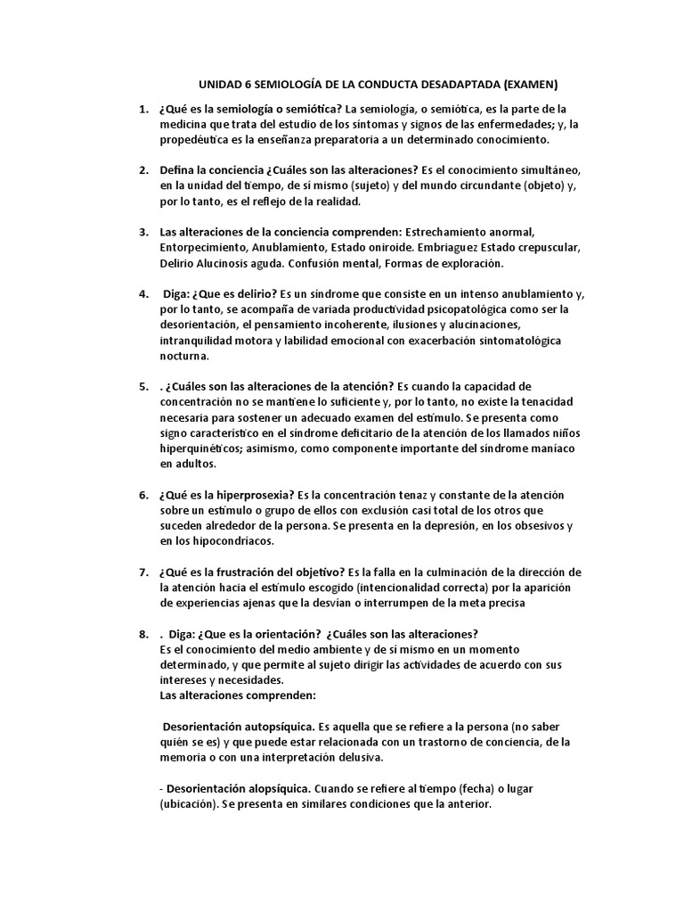 Unidad 6 Semiología de La Conducta Desadaptada | PDF | Manía ...