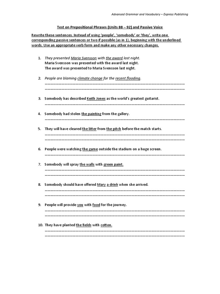 Test For Advanced Grammar and Vocabulary - Units 88-93 | PDF ...