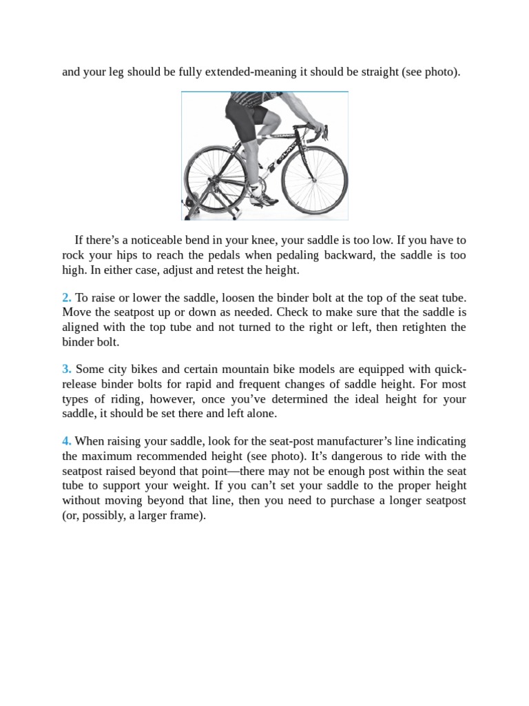 How to Adjust Your Bike Saddle Height | PDF | Sports & Recreation ...