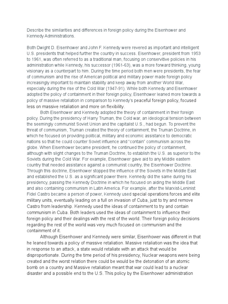 Eisenhower vs. Kennedy: Foreign Policy | PDF | Containment | Cold War