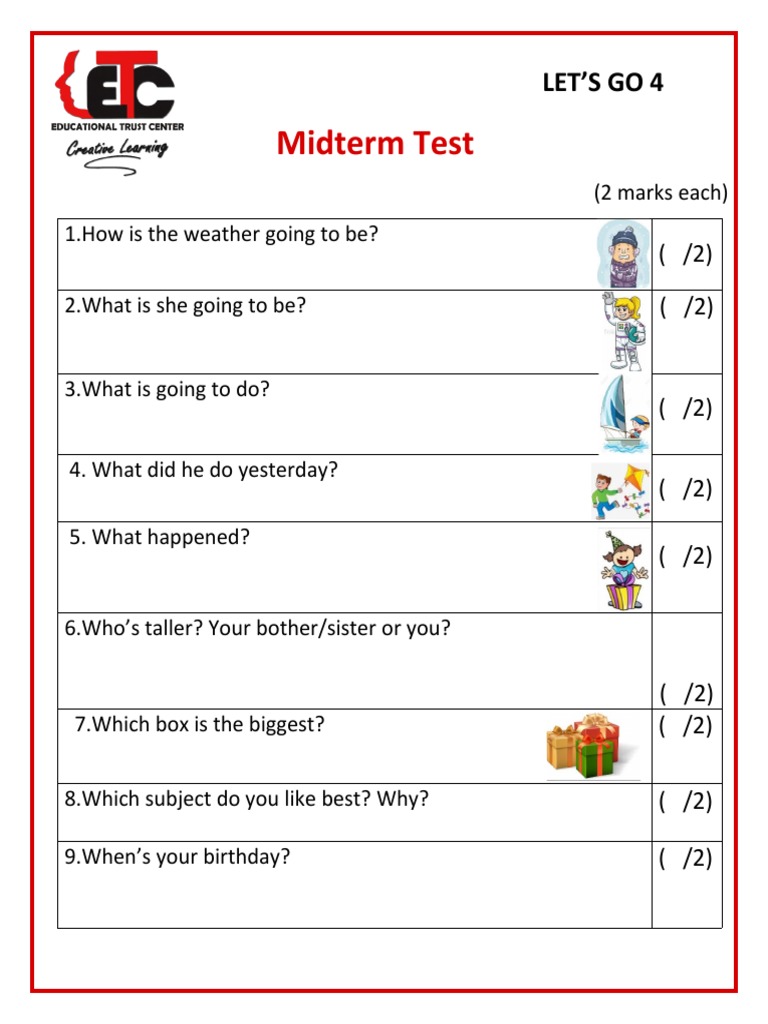 Midterm Test: Let'S Go 4 | PDF