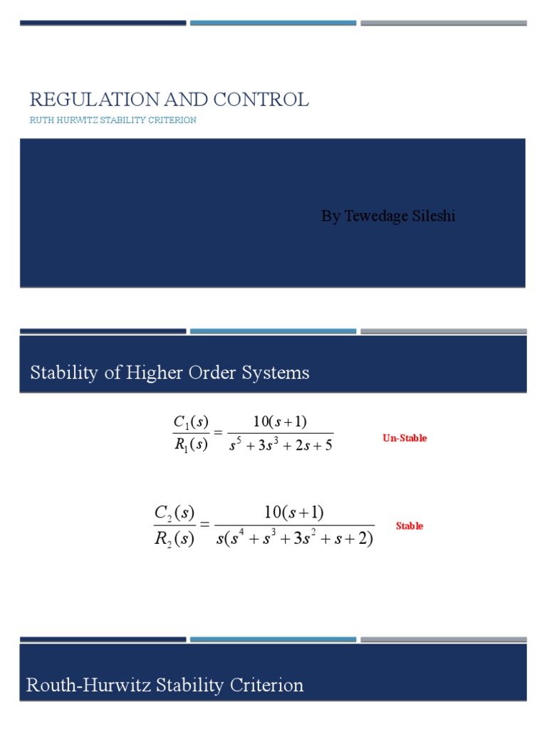 Regulation and Control: by Tewedage Sileshi | PDF | Stability Theory | Matrix (Mathematics)