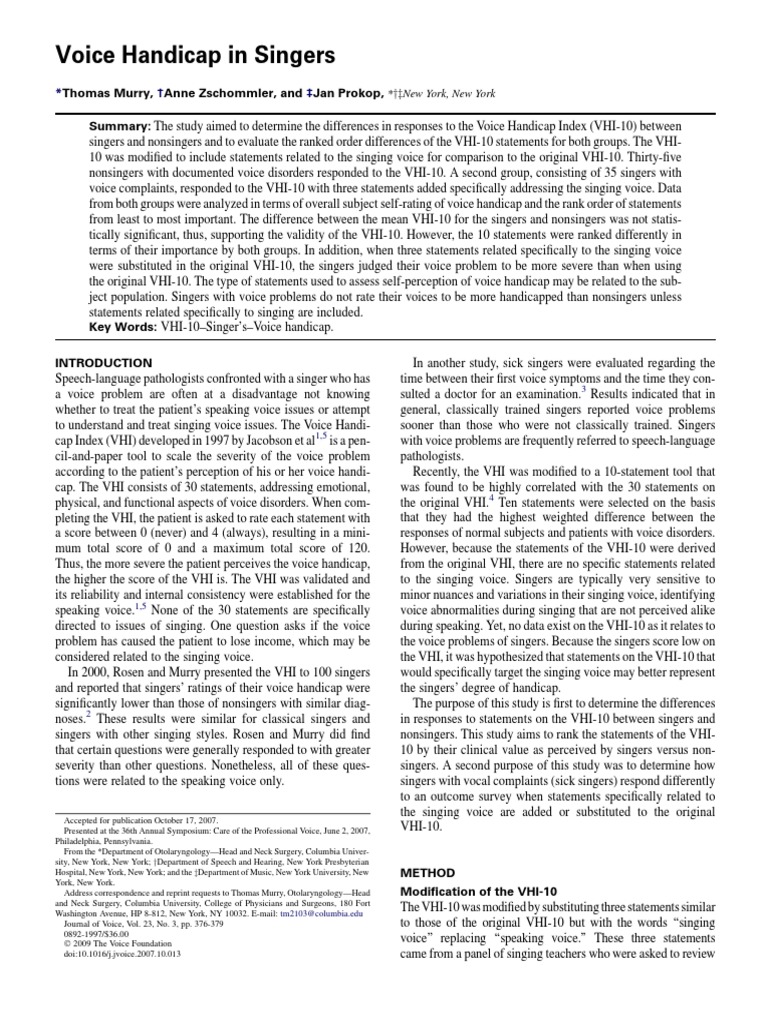 Voice Handicap en Cantantes | PDF | Singing | Test (Assessment)