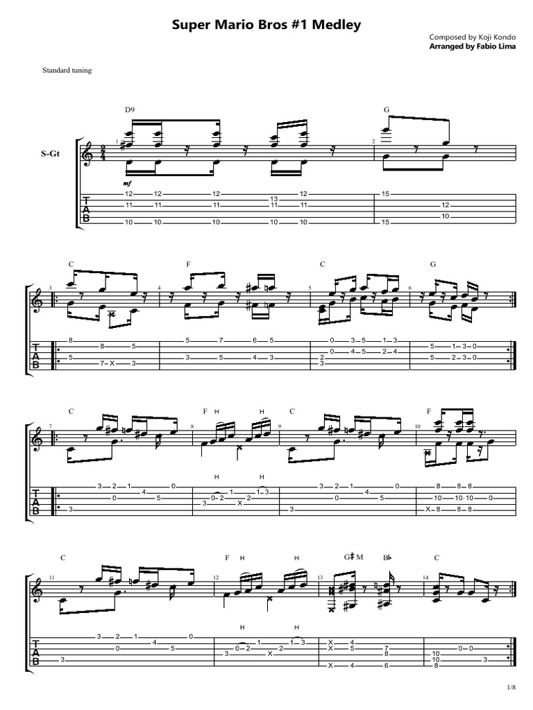 Fabio Lima Super Mario Bros 1 Medley Tab | PDF