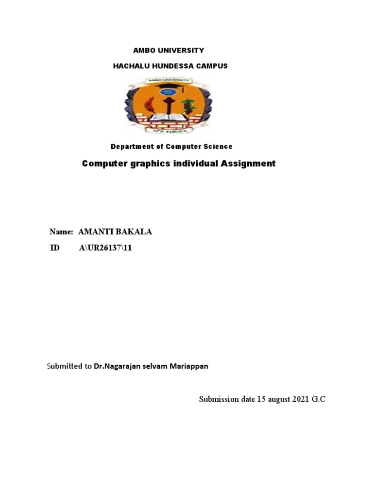 Computer Graphics Individual Assignment: ID A/UR26137/11 | PDF