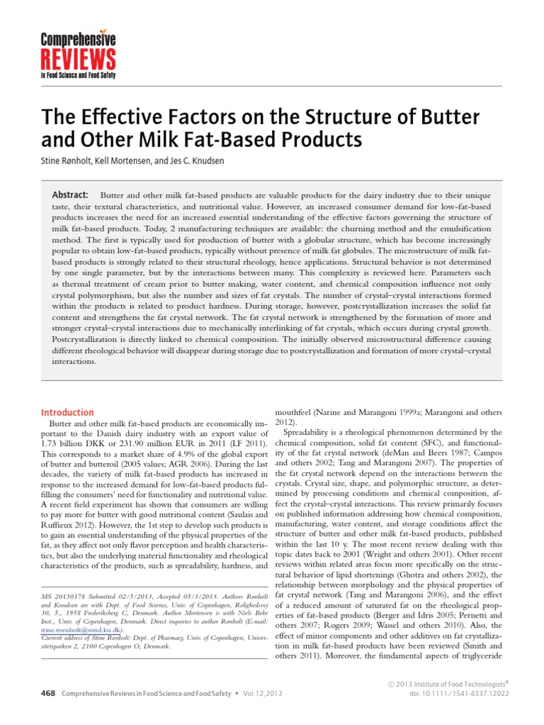 The Effective Factors On The Structure of Butter | PDF | Fat ...