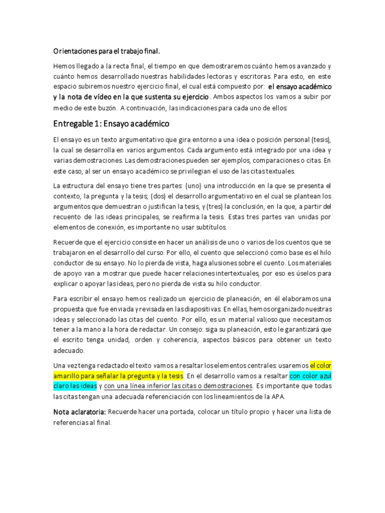 Consigna Trabajo Final | PDF | Ensayos