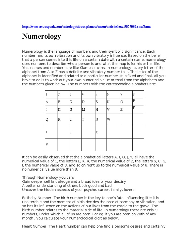 Numerology | PDF | Planets In Astrology | Hindu Astrology