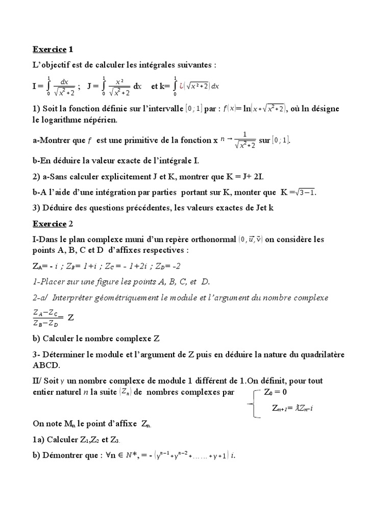 Exercice 1 | PDF | Intégral | Géométrie