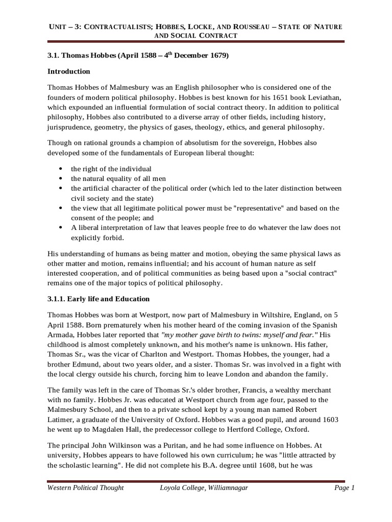Thomas Hobbes | PDF | Thomas Hobbes | Social Contract