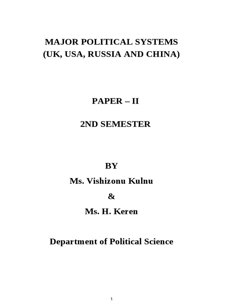 Overview of Major Political Systems | PDF | Parliament | Constitution
