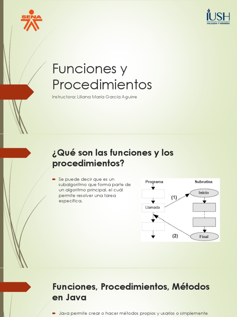 Funciones y Procedimientos | PDF | Lenguaje de programación | Java (lenguaje de programación)