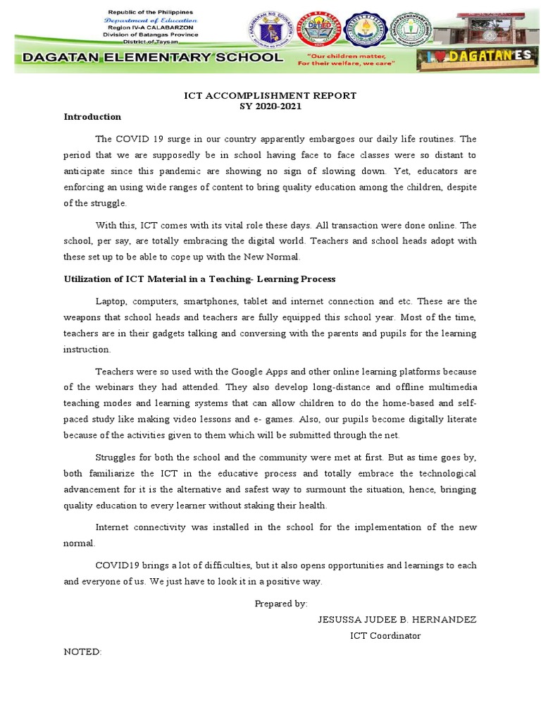 Ict Accomplishment Report 2020-2021 | PDF
