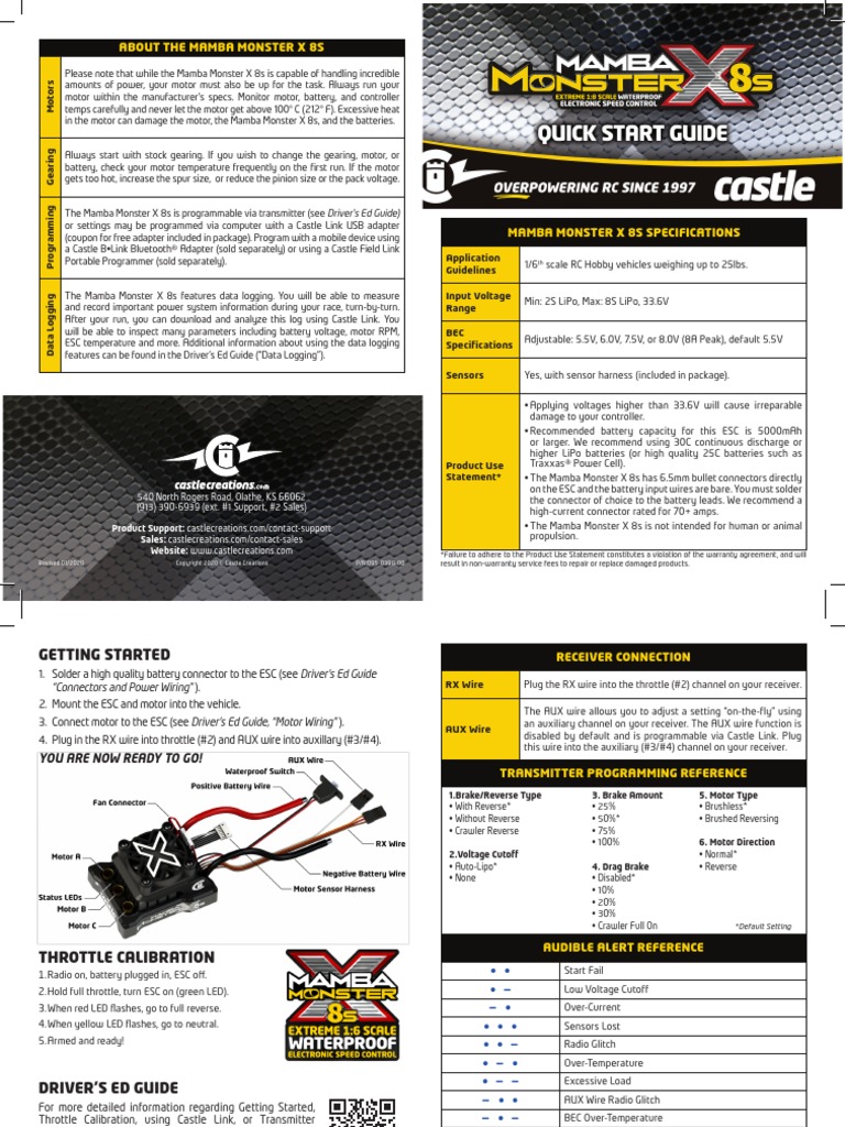 Mamba Monster X 8s QSG | PDF | Electronics | Equipment