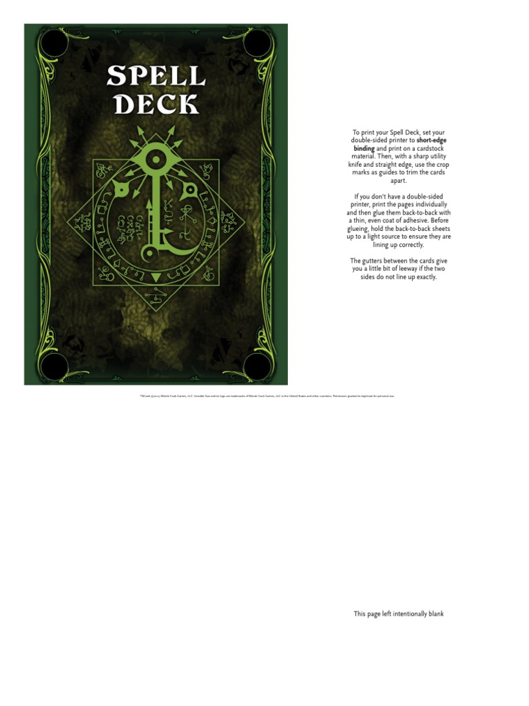 Invisible Sun Spell Deck Printing Guide | PDF